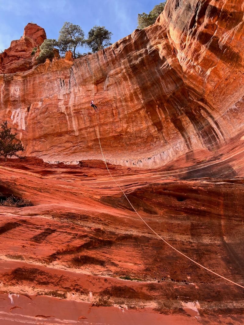 A heartstopping final rappel awaits in Sedona's Dillinger Canyon ...